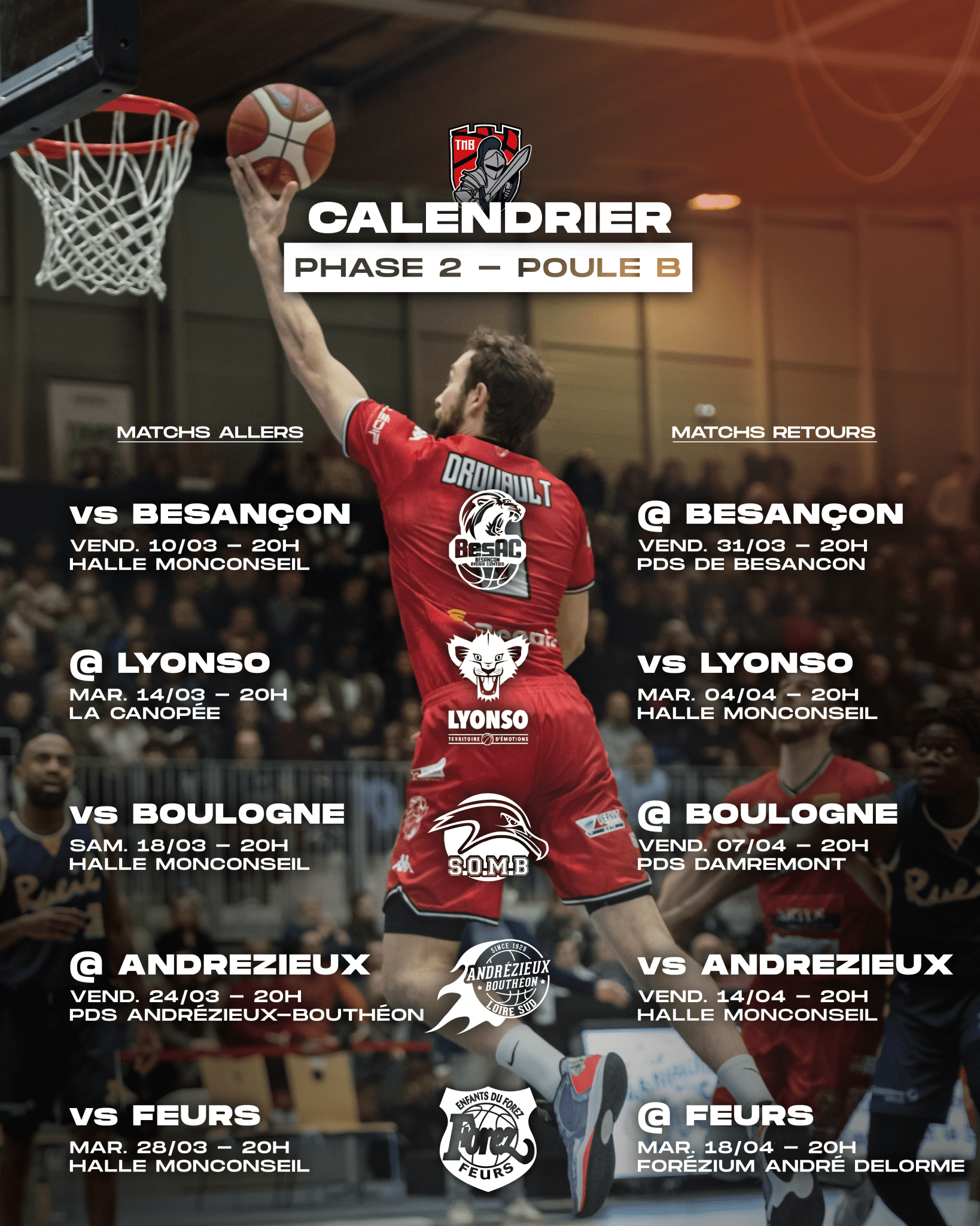 Calendrier Phase 2 Poule B - TMB - TMB | TMB